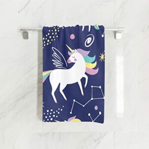 ALAZA Microfiber Gym Towel Cute Unicorn, Fast Drying Sports Fitness Sweat Facial Washcloth 15 x 30 inch