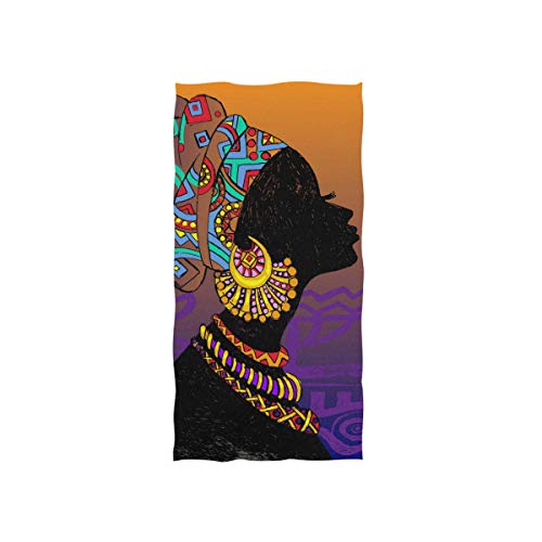 ALAZA Microfiber Gym Towel Beautiful African Woman, Fast Drying Sports Fitness Sweat Facial Washcloth 15 x 30 inch