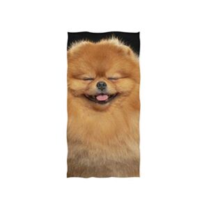 alaza microfiber gym towel pomeranian dog, fast drying sports fitness sweat facial washcloth 15 x 30 inch