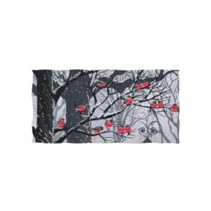 alaza microfiber gym towel cardinal tree winter, fast drying sports fitness sweat facial washcloth 15 x 30 inch