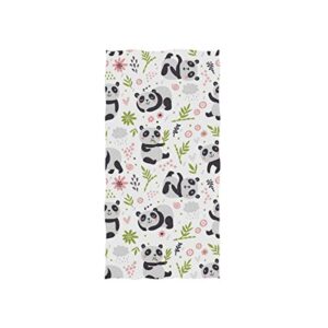 alaza microfiber gym towel cute panda, fast drying sports fitness sweat facial washcloth 15 x 30 inch