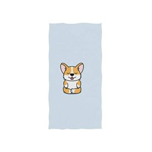 alaza microfiber gym towel corgi dog yoga, fast drying sports fitness sweat facial washcloth 15 x 30 inch