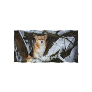 alaza microfiber gym towel welsh corgi dog, fast drying sports fitness sweat facial washcloth 15 x 30 inch