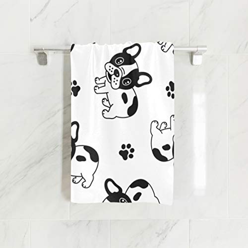 ALAZA Microfiber Gym Towel French Bulldog, Fast Drying Sports Fitness Sweat Facial Washcloth 15 x 30 inch