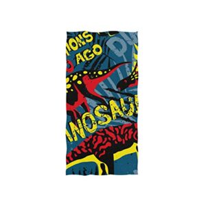 alaza microfiber gym towel dinosaur doodle, fast drying sports fitness sweat facial washcloth 15 x 30 inch