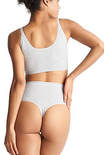 Yummie womens Cotton Seamless Shapewear Thong Panties, Heather Grey, Medium-Large US