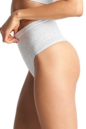 Yummie womens Cotton Seamless Shapewear Thong Panties, Heather Grey, Medium-Large US