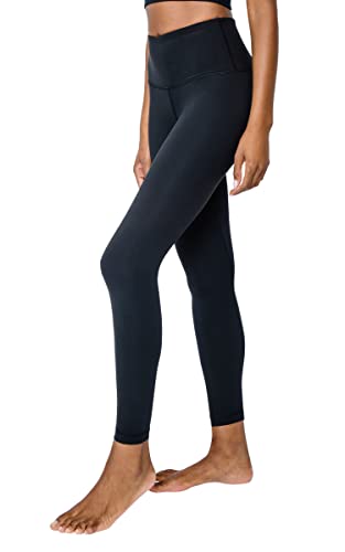 Yogalicious High Waist Ultra Soft Lightweight Leggings - High Rise Yoga Pants - Black Lux 25" - Large