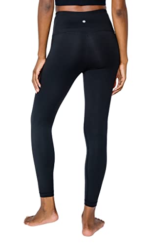 Yogalicious High Waist Ultra Soft Lightweight Leggings - High Rise Yoga Pants - Black Lux 25" - Large