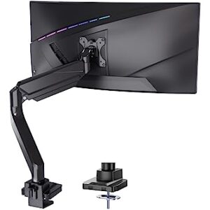 WALI Single Monitor Gas Spring Desk Mount, Heavy Duty Monitor Arm for Ultrawide Screen up to 35 inch, 33 lbs. Fully Adjustable, Mounting Holes 75 and 100 (GSM001XL), Black