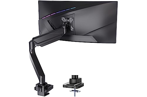 WALI Single Monitor Gas Spring Desk Mount, Heavy Duty Monitor Arm for Ultrawide Screen up to 35 inch, 33 lbs. Fully Adjustable, Mounting Holes 75 and 100 (GSM001XL), Black