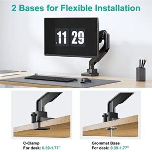 WALI Single Monitor Gas Spring Desk Mount, Heavy Duty Monitor Arm for Ultrawide Screen up to 35 inch, 33 lbs. Fully Adjustable, Mounting Holes 75 and 100 (GSM001XL), Black