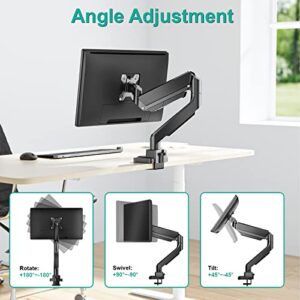 WALI Single Monitor Gas Spring Desk Mount, Heavy Duty Monitor Arm for Ultrawide Screen up to 35 inch, 33 lbs. Fully Adjustable, Mounting Holes 75 and 100 (GSM001XL), Black