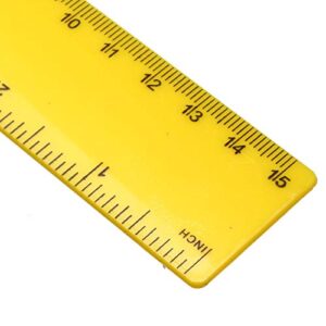 uxcell Plastic Ruler 15cm 6 Inches Straight Ruler Yellow Measuring Tool 6 Pcs