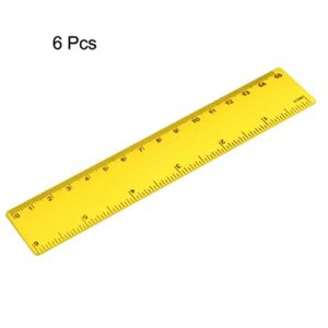 uxcell Plastic Ruler 15cm 6 Inches Straight Ruler Yellow Measuring Tool 6 Pcs