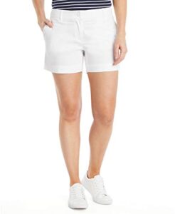 nautica womens comfort tailored stretch cotton solid and novelty casual shorts, bright white, 10 us