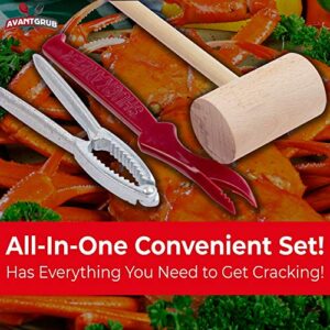 Cracker, Mallet and Sheller Seafood Combo Set 2Pk. All in One Pack Perfect for Eating Crab, Lobster, Crawfish or Deveining Shrimp. BPA Free Party Supplies for Feasts, Boils and Themed Restaurants.