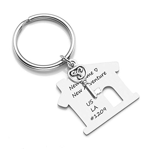 PiercingJ Personalized Custom New Home Gift Cute House Keys Charm Keyring Housewarming Gift for Couple