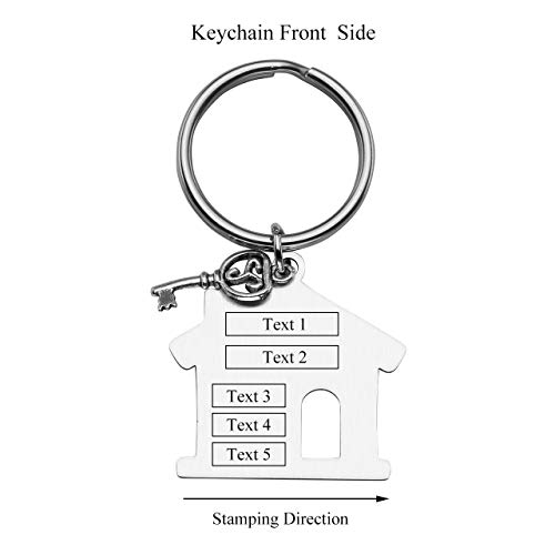 PiercingJ Personalized Custom New Home Gift Cute House Keys Charm Keyring Housewarming Gift for Couple