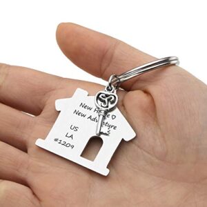 PiercingJ Personalized Custom New Home Gift Cute House Keys Charm Keyring Housewarming Gift for Couple