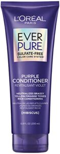 l'oreal paris hair care everpure sulfate free brass toning purple conditioner for blonde, bleached, silver, or brown highlighted hair, 6.8 fl. oz.