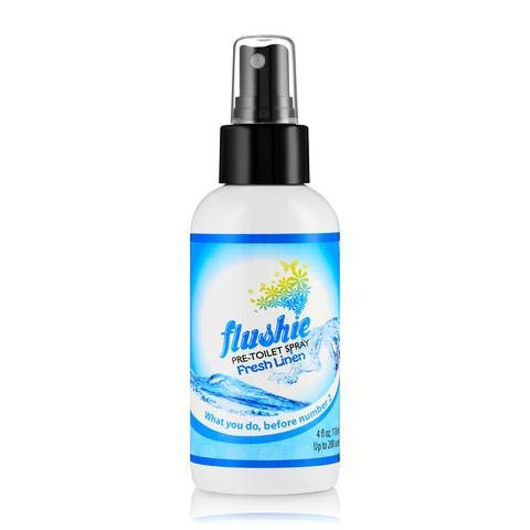 Flushie Pre-Toilet Spray 8 oz Fresh Linen Scent Bathroom Deodorizer, Poop Spray, 8-Ounce Pump Spray Bottle