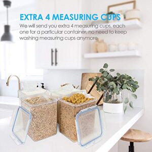 Vtopmart Large Food Storage Containers 5.2L / 176oz, 4 Pieces BPA Free Plastic Airtight Food Storage Canisters for Flour, Sugar, Baking Supplies, with 4 Measuring Cups and 24 Labels, Blue