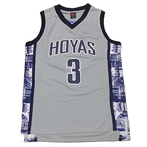 Men's Georgetown Collegiate Athletic #3 Retro Embroidered White Basketball Jersey- (L)