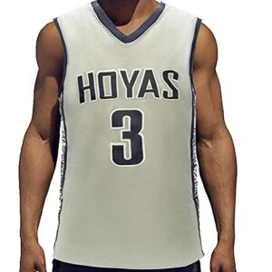 Men's Georgetown Collegiate Athletic #3 Retro Embroidered White Basketball Jersey- (L)