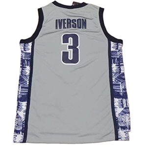 Men's Georgetown Collegiate Athletic #3 Retro Embroidered White Basketball Jersey- (L)