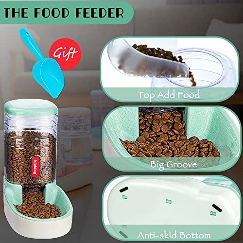 Automatic Pet Feeder Small&Medium Pets Automatic Food Feeder and Waterer Set 3.8L, Travel Supply Feeder and Water Dispenser for Dogs Cats Pets Animals