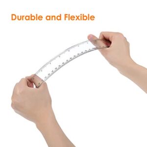 EBOOT 20 Pack Clear Plastic Ruler 12 Inch Straight Ruler Flexible Ruler with Inches and Metric for School Classroom, Home, or Office (Clear)