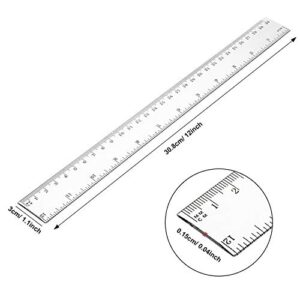 EBOOT 20 Pack Clear Plastic Ruler 12 Inch Straight Ruler Flexible Ruler with Inches and Metric for School Classroom, Home, or Office (Clear)