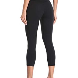 Colorfulkoala Women's High Waisted Yoga Capris 21" Inseam Leggings with Pockets (L, Black)