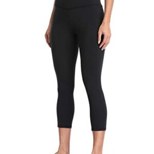 Colorfulkoala Women's High Waisted Yoga Capris 21" Inseam Leggings with Pockets (L, Black)