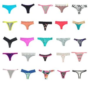 EMBEK Variety of Womens Underwear Pack T-back Thong Bikini Hipster Briefs Cotton Lace Panties (Small, 6 Pcs)