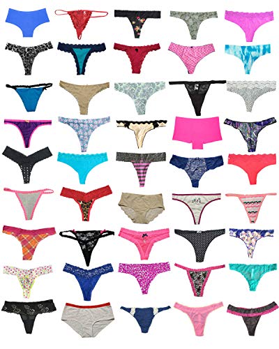 EMBEK Variety of Womens Underwear Pack T-back Thong Bikini Hipster Briefs Cotton Lace Panties (Small, 6 Pcs)