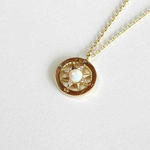 Opal compass necklace, Best friend necklace for 2, BFF Necklace, friendship necklace for 2, gold dainty necklace, Christmas gift, Graduation gifts, long distance