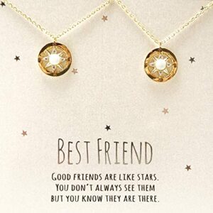 Opal compass necklace, Best friend necklace for 2, BFF Necklace, friendship necklace for 2, gold dainty necklace, Christmas gift, Graduation gifts, long distance