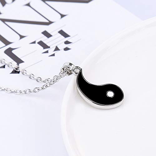 Yinyang Bff Couples Pendant Necklace Chain for Women Mens Girls Boys Personalized Matching Puzzle Diagrams Best Friend Necklaces Gifts for Girlfriend Boyfriend Valentines Birthday Thanksgiving Christmas