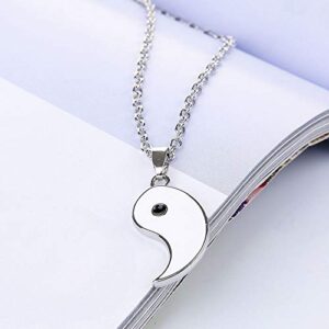 Yinyang Bff Couples Pendant Necklace Chain for Women Mens Girls Boys Personalized Matching Puzzle Diagrams Best Friend Necklaces Gifts for Girlfriend Boyfriend Valentines Birthday Thanksgiving Christmas