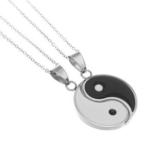 Yinyang Bff Couples Pendant Necklace Chain for Women Mens Girls Boys Personalized Matching Puzzle Diagrams Best Friend Necklaces Gifts for Girlfriend Boyfriend Valentines Birthday Thanksgiving Christmas