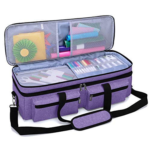 LUXJA Double-layer Bag Compatible with Cricut Explore Air (Air2) and Maker, Carrying Bag Compatible with Cricut Die-Cut Machine and Supplies (Bag Only, Patent Design), Purple