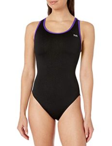 tyr womens hexa maxfit swimsuit, blk/purple, 36 us