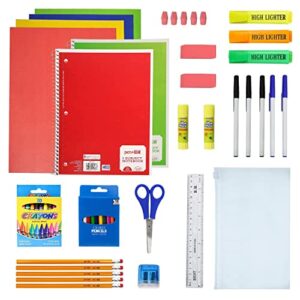 48 piece bulk school supplies kits, value pack of 12 kits - essential box of school supplies for elementary, middle, and high school students