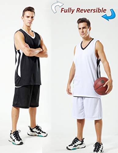 Liberty Imports Reversible Men's Mesh Athletic Basketball Jersey Single for Team Scrimmage (Black/White, Medium)