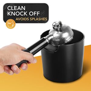 homeffect Knock Box with Improved Handling - Innovative Espresso Tools - Coffee Knock Box Espresso, Black - Espresso Machine Accessories - Knock Box for Espresso Coffee Grounds - Barista Accessories