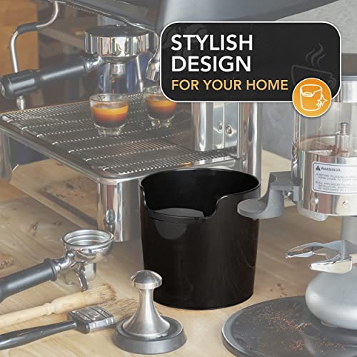 homeffect Knock Box with Improved Handling - Innovative Espresso Tools - Coffee Knock Box Espresso, Black - Espresso Machine Accessories - Knock Box for Espresso Coffee Grounds - Barista Accessories