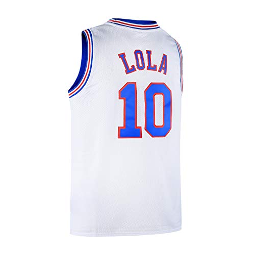 Yuzhanshui Lola #10 Bunny Space Mens Movie Jersey Looney Basketball Jersey White XL