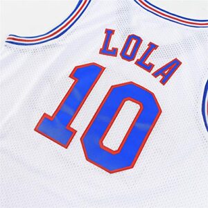 Yuzhanshui Lola #10 Bunny Space Mens Movie Jersey Looney Basketball Jersey White XL